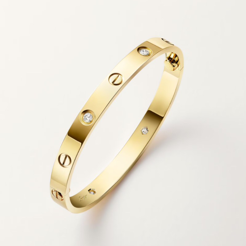 Cartier LOVE Bracelet, classic, set with 4 diamonds, one screw locking ...